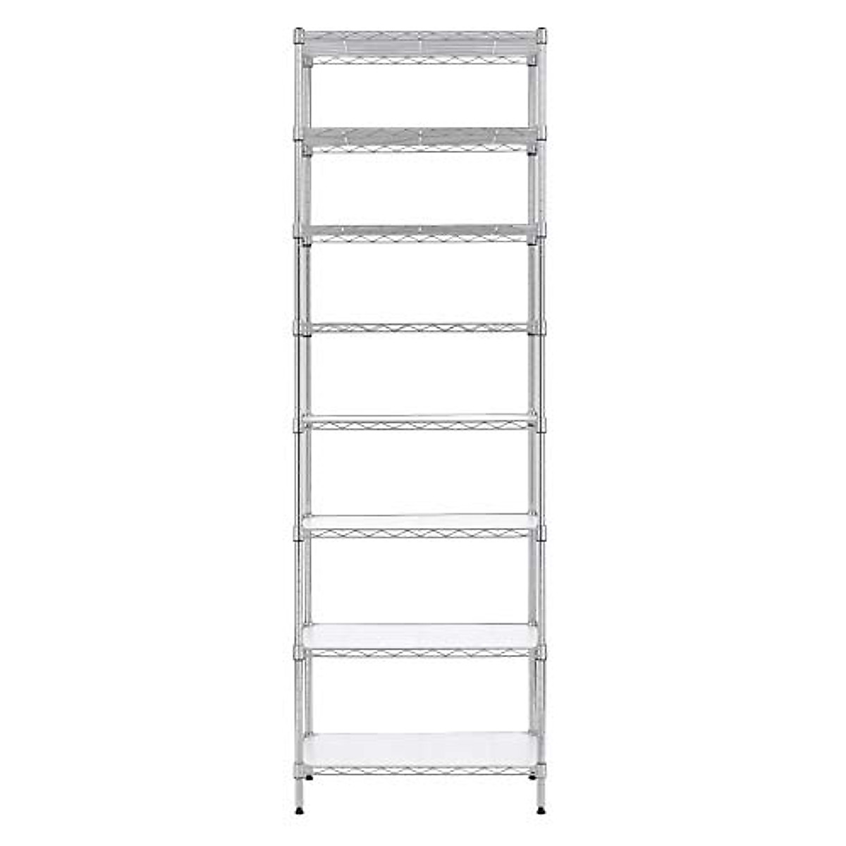 Finnhomy 8-Tier Wire Shelving Unit, Adjustable Pantry Shelves, 8 Shelves Metal Shelving for Storage, Wire Storage Racks or Two 4-Tier Shelving Units with 8 Pieces of PE mat, NSF Certified, Chrome