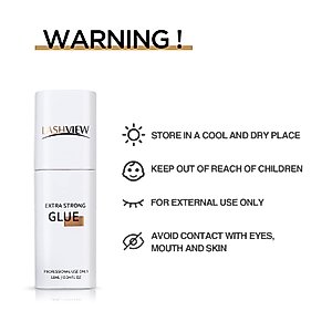 LASHVIEW Eyelash Extension Glue,Lash Extension Glue,Precise Drop Technology Glue,Accurate 0.03ml Per Drop,Maximum Bonding Power,1 Sec Dry Time,Long-Lasting Time,10ml