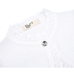 Lilax Baby Girls' Knit Long Sleeve Button Closure Bolero Cardigan Shrug 12-18 Months White