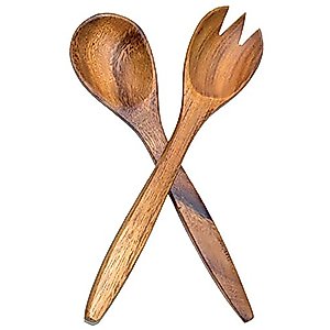 Pacific Merchants Acacia Wood Salad Servers, 12" x 2.5"