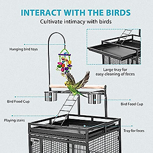 VIVOHOME 19 Inch Wrought Iron Bird Travel Carrier Cage with 72 Inch Wrought Iron Large Bird Cage