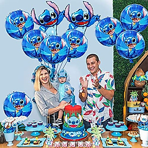 Lilo and Stitch Party Balloons Stitch Party Aluminum Film Balloons suit Stitch Birthday Party Decorations (10pcs blue）