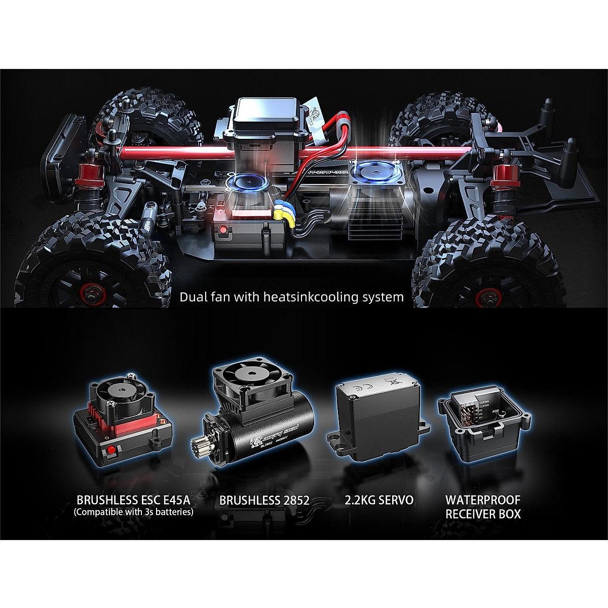 Fenamx Rc Truck 4x4 Rc Brushless Rc Truck 14209 Electric Powered RC Car Brushless Motor and Esc, Rc Cars for Adults,1/14 4wd High Speed Rc Cars Drift for Adults Off Road Rc Car