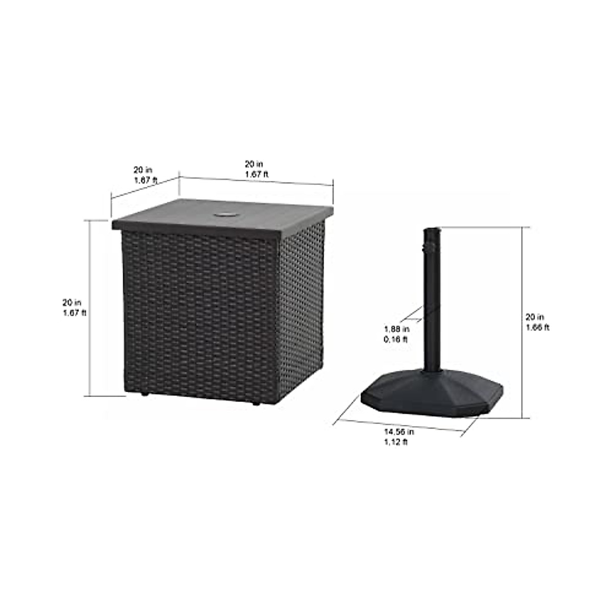 Sunjoy Vanessa Combination Umbrella Stand Side Table, Brown