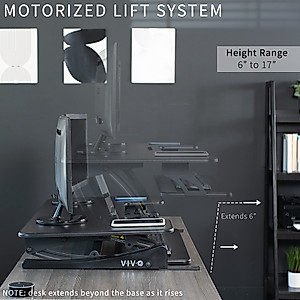 VIVO 36 inch Electric Height Adjustable Stand Up Desk Converter, VE Series, Sit to Stand Tabletop Dual Monitor Riser with USB Port, Black, DESK-V000VE