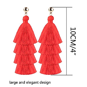 LOYALLOOK White Tassel Earrings For Women Tassel Earrings Long Thread Tassel Earrings Set for Women 6Pairs
