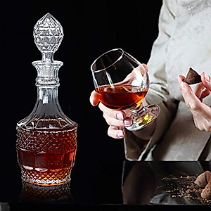 MDLUU Liquor Decanter, Glass Decanter Bottle with Airtight Stopper, Wiskey Vodka Bourbon Decanter for Gift, Home, Bar, Party Decor, 27oz/800ml