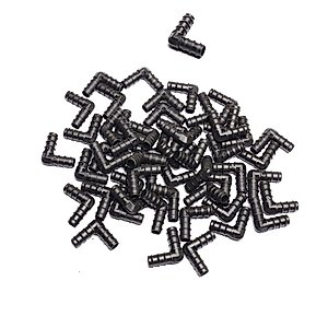 Rayurain 50pieces Black Plastic 1/2 inch Barbed Insert Elbow Connectors for Irrigation Tubing 16mm (fit I.D. 0.510"–0.590")