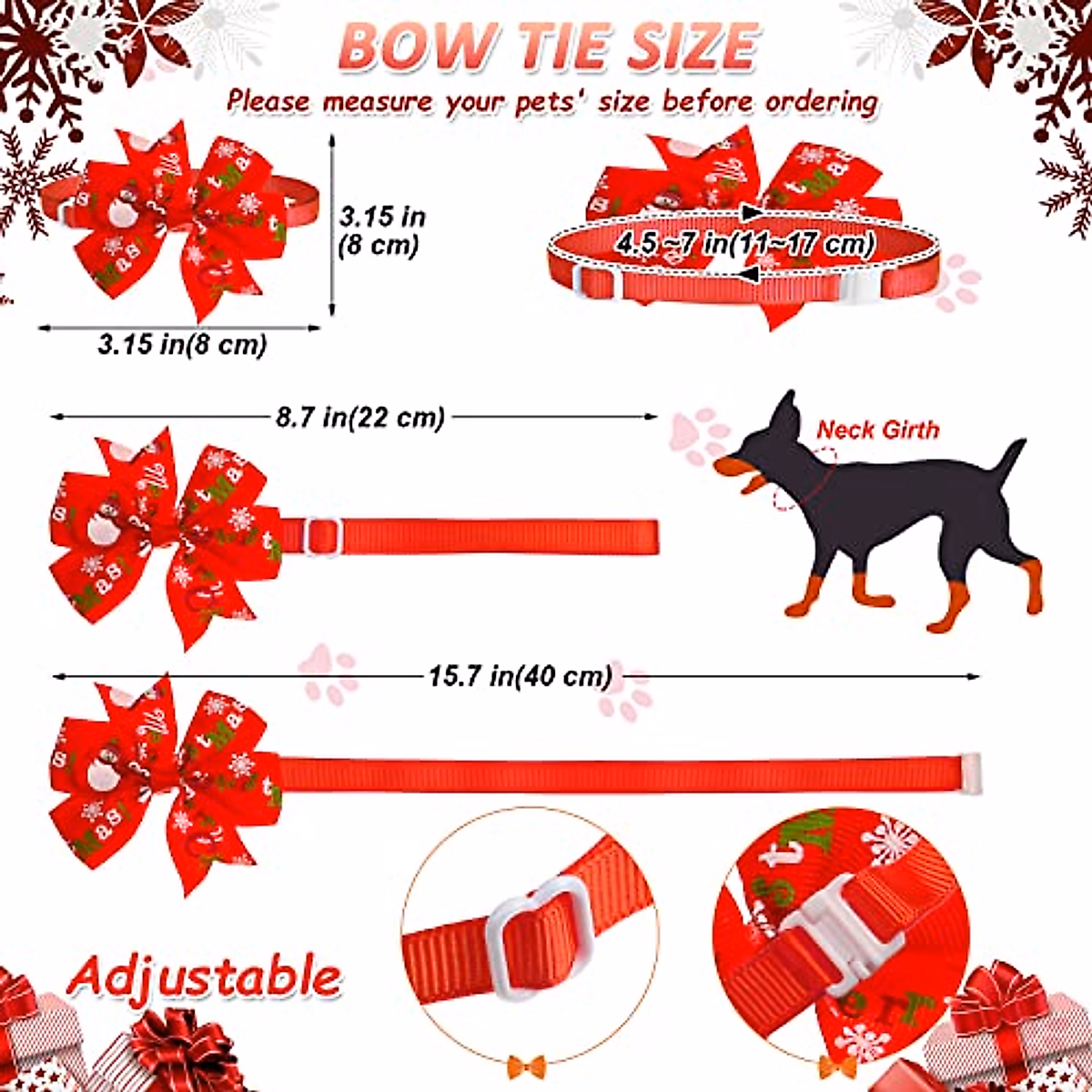 40 Pcs Christmas Dog Bow Ties Set 26 Christmas Pet Bowties 10 Santa Snowman Pet Necktie 4 winter Dog Bandana Christmas Dog Grooming Accessories for Dog Cat Pet Decor (Santa Style)