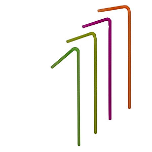 Flexible Plastic Drinking Straws (Assorted Neon) Bendable Disposable BPA Free Bendy