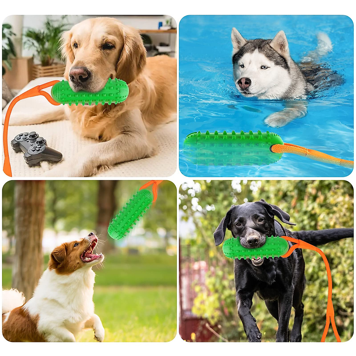 VIWIK Dog Toys for Large Dogs, Interactive Dog Toys for Chewers, Tough Rope Toys for Large Medium Small Smart Breed, Squeaky Dog Toys Stick, Tug of War Dog Chew Toy Green