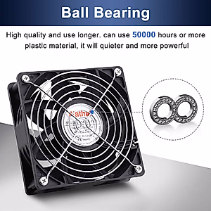 Wathai EC Industrial Case Fan 120mm x 38mm Ball Bearing AC 110V 115V 120V 220V 240V Brushless Cooling Fan