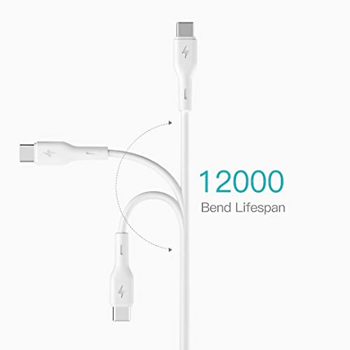 COBOSSIN USB C Cable, 1.6ft Type C Charger Premium TPE USB Cable, USB A to Type C Charging Cable Fast Charge,White