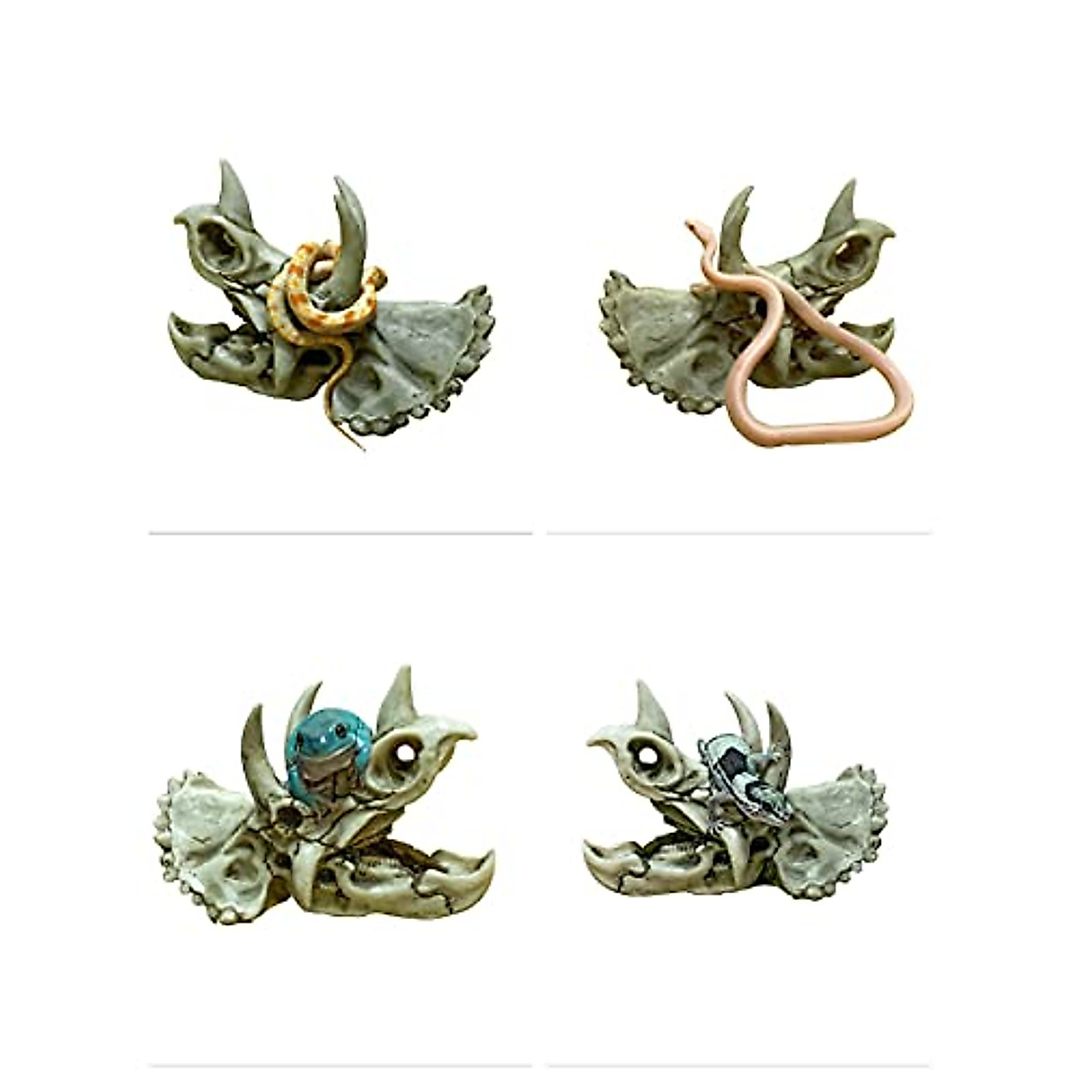 PetierWeit Resin Triceratops Skull Decoration Aquarium Dinosaur Ornaments Reptile Shelter Artificial Dinosaur Hideout Cave Landscape for Snake, Polypedatid, Fish, Shrimp