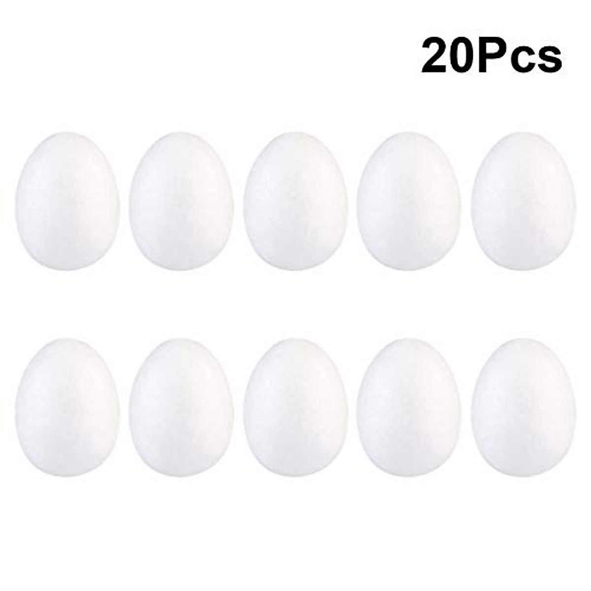 Amosfun 20pcs Eggs Egg Foam styrofoam Easter White Crafts Hide Squeak and for- Painting Egg DIY Easter Decor Solid Egg for- Kid Festival Craft (White, 6cm)