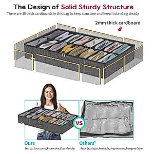 Friday Monkey Large Sturdy Thicken Shoe Storage Box, Clear Shoe Organizer for Closet Underbed, Folding Shoe Rack Sneaker Bin Holder Container Display Case, 16x2 Pairs, Linen-like Black, ZMXAUBS16P2