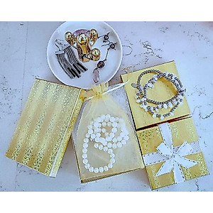 10 Pack Gold Foil Cotton Filled Color Paper Jewelry Packaging Box for Necklace, Bracelets, Watches, Jewelry Sets and Retail Display Boxes Sizes 5.25" X 3.75" X 1" Inch