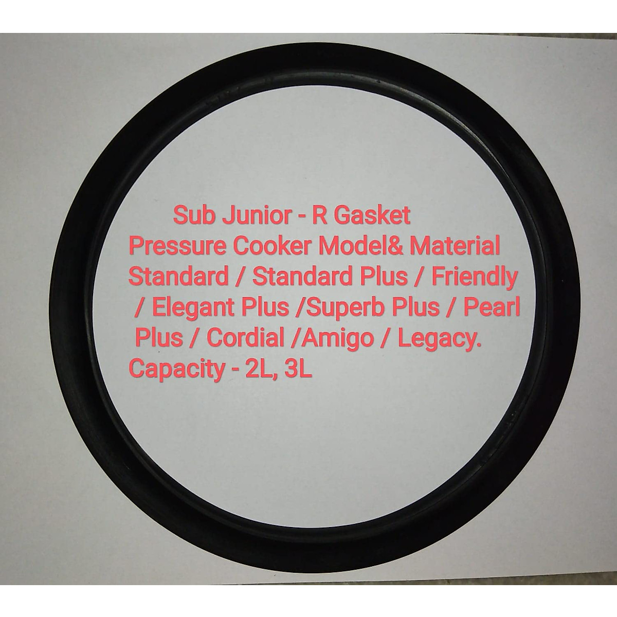 Butterfly Rubber Sub Junior-R Pressure Cooker Gasket (3 Litres Capacity), Black