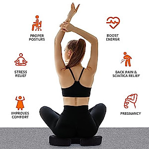 Amazon Basics Gel Enhanced Memory Foam Seat Cushion for Office Chair, Black