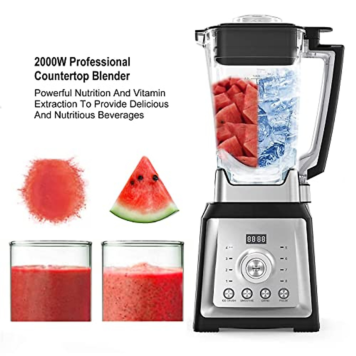 Blenders for Kitchen, Professional Countertop Blenders for Smoothies/Ice Shakes with 8 Adjustable Speeds 4 Preset Programs, 70Oz 1450W High Speed Commercial Blender, 30000RPM, BPA Free