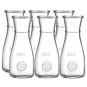 500 ml Carafe Pitcher Glass - 6 Pack - The LOVE Drink, Juice, Glass Water Pitcher & Water Carafe - Elegant Wine Decanter & Mimosa Bar Set - Easy Grip Neck & Wide Mouth for Pouring by Kitchen Lux