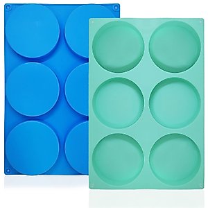 2 Pack 6-Cavity Resin Coaster Moulds, FineGood Round Coaster Mould for Resin Silicone Cake Moulds Baking Tray