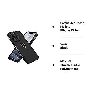 Teageo Compatible with iPhone 13 Pro Case 6.1 inch for Women Girls, Cute Luxury Love Heart [Soft Anti-Scratch Full Camera Lens Protective Cover] Silicone Girly Phone Case for iPhone 13 Pro-Black