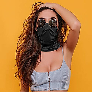 Neck Gaiter Face Mask Washable, Cloth Face Masks Bandana Balaclava Cover Shield (A-Solid-Black-2, 2)