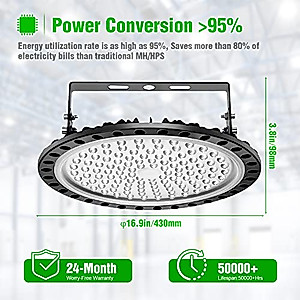 Viugreum 5 Pack 500W UFO LED High Bay Light, 50000LM 6500K Daylight White LED Warehouse Lighting, IP65 Waterproof Commercial Bay Lighting for Garage Barn Workshop Wet Location