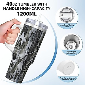 HULIBIN Cold Tree Camouflage Print Double Deck Stainless Steel Travel Coffee Cup With Lid 40 Oz Ice Bully Cup