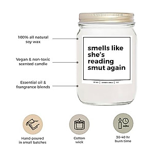 YouNique Designs Smut Candle 8oz - Smut Book Lovers Gifts - Smutty Book Lovers Gifts Ideas, Funny Smut Reader Gifts - Smut Gifts, Smutty Book Gifts - Smut Book Merch (Lavender & Vanilla)