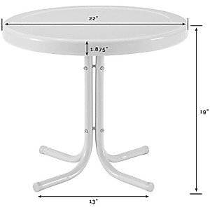 Crosley Furniture Ridgeland 3-Piece Outdoor Chair and Side Table Set, Retro Metal Bistro Patio Sets for Deck, Navy