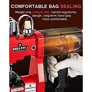 Spolehli Bag Sewing Machine Bag Sealing Machine Bag Closer Bag Closing Machine Bag Stitching Machine Industrial Sewing Machine Bag Sealer Sealing Machine for Sack Woven Kraft Kraft Paper Bag Sealing 110v US plug with CE (Red)