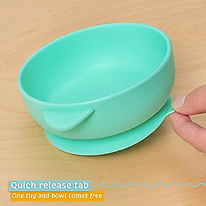Upward Baby Bowls with Suction - 4 Piece Silicone Set with Spoon for Babies Kids Toddlers - BPA Free Baby Led Weaning Food Plates - First Stage Self Feeding Utensils