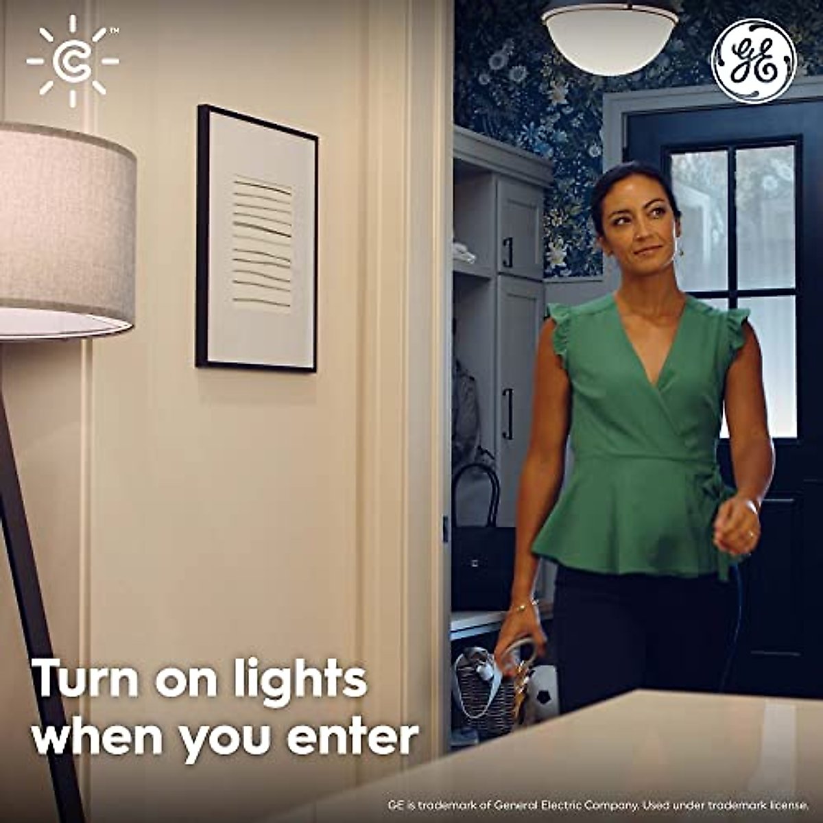 GE CYNC Smart Wire-Free Motion Sensor, Programmable, Bluetooth, Ambient Light Detection, Battery-Powered