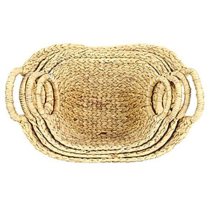 CosmoLiving by Cosmopolitan Seagrass Handmade Two Toned Storage Basket with Handles, Set of 4 17", 15", 13", 12"W, Brown