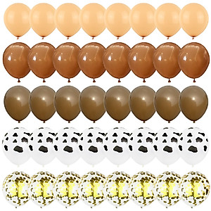 Blush Brown Balloons Cow Print Balloons Cowboy Birthday Decorations Western Farm Party 60pcs 12inch Nude Brown Helium Latex Balloons for Arch Tan Coffee Balloon Farmhouse Country Cowgirl Decor