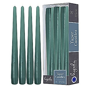 Hyoola Tall Taper Candles - 12 Inch Sage Green Unscented Dripless Taper Candles - 10 Hour Burn Time - 12 Pack