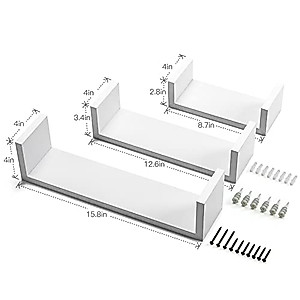 AMADA HOMEFURNISHING Floating Shelves, Rustic Bathroom Wall Shelves AMFS01 & White Floating Shelves U Shaped AMFS13-W
