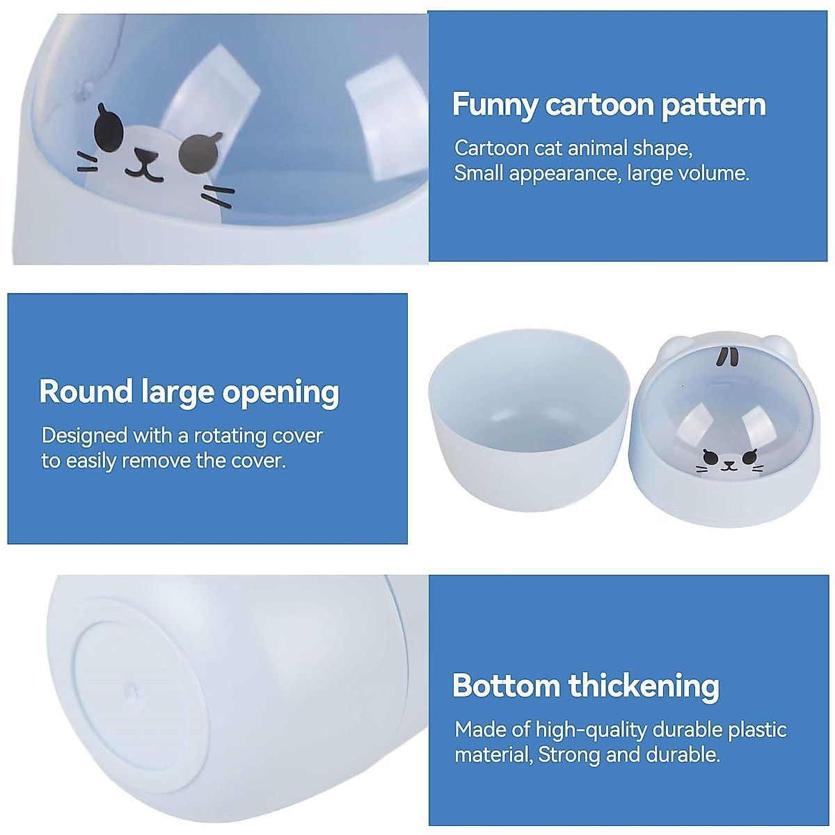 Cute Mini Desktop Trash Can, Cartoon Cat Animal Shape Waste Paper Bin with Swing Lid Mini Countertop Trash Can Small Garbage Can(Blue)