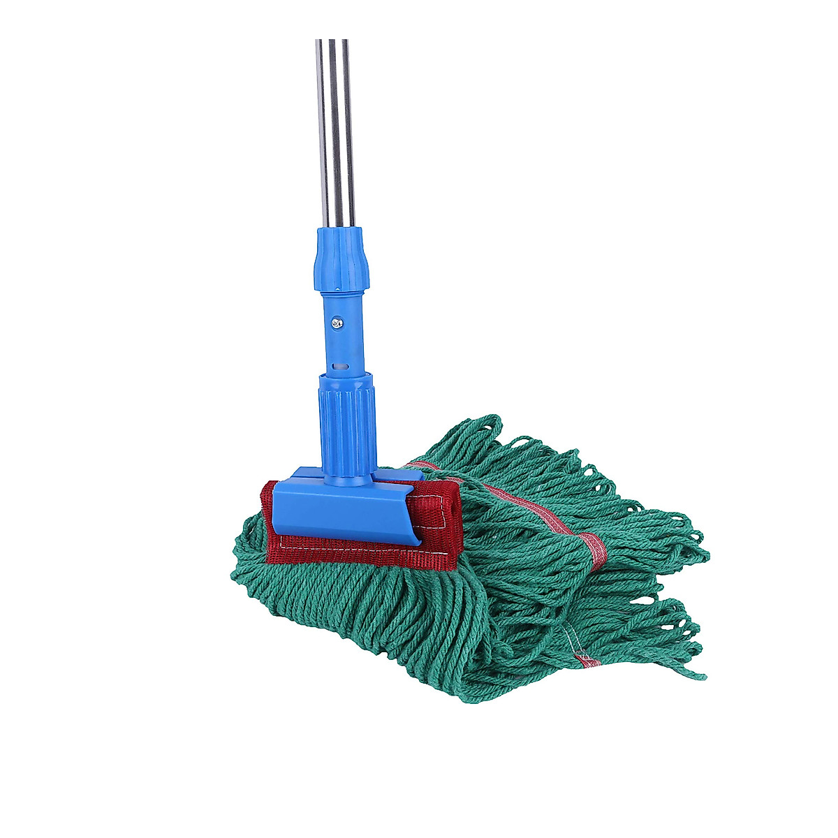 Cotton Yarn Wet Mop Set Microfiber Mop Commercial Looped End with Stainless Steel Telescopic Handle(Green)