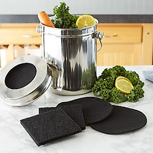 RSVP International Kitchen Collection Compost Pail, Filter Replacement, 2-Piece, 1 Gallon, Charcoal