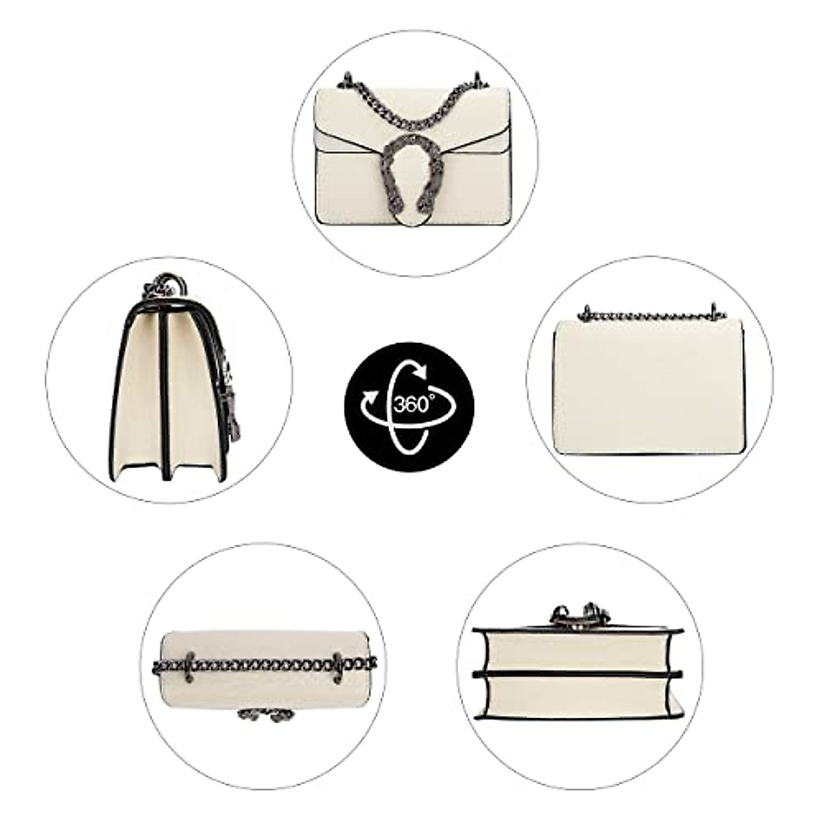 GLOD JORLEE Trendy Chain Crossbody Mini Bags for Women - Luxury Snake Printed Leather Shoulder Satchel Bag Evening Clutch Purse Handbags (off-white,Size:XS)