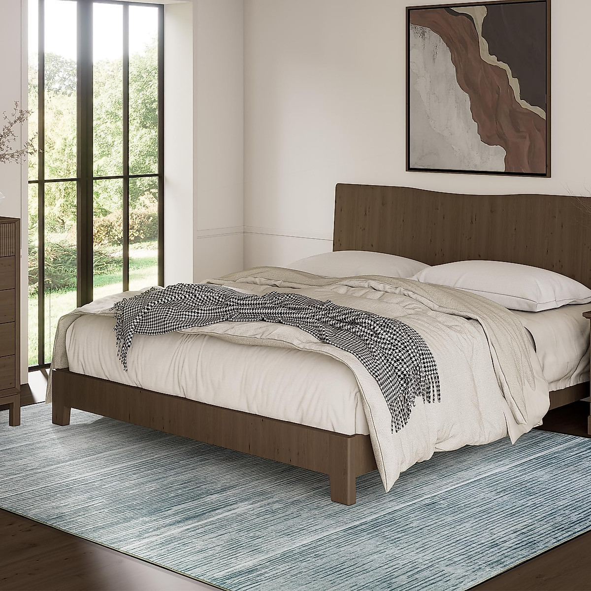 HOMBYS 9x12 Thickened Memory Foam Area Rug for Living Room Bedroom, Large Modern Abstract Floor Carpet for Indoor, Boho Home Deco Non-Shedding, Grey, Machine Washable