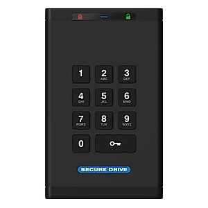 SecureData SecureDrive KP 5TB Hardware Encrypted USB 3.0 External Drive FIPS 140-2 Level 3 Unlock via Keypad TAA Compliant, CJIS, HIPAA, CMMC, GDPR Compliant, Works with Mac and Win Free AV