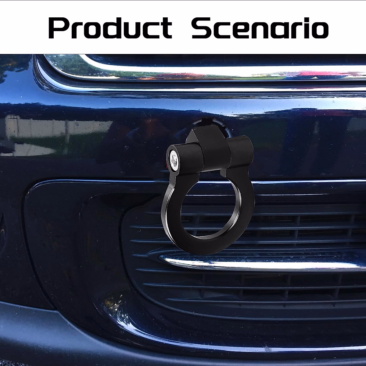 Car Front Bumper Tow Hook, Metal Bumper Pulls Trailer Rotary Tow Hooks, Universal Foldable Auto Repair Parts, Suitable for Truck SUV Car (Black)