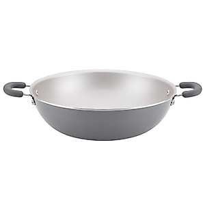 Rachael Ray Create Delicious Nonstick Stir Fry Pan, 14.25-Inch Wok, Gray Shimmer