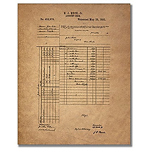 Accountant Patent Print - Set Of 4 Office Decor Photos - Bookkeeper Ledger