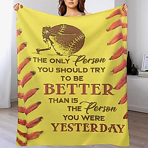 Baseball Blanket Baseball Gifts for Boys Men Motivational Baseball Throw Blanket for Couch Sofa Bed Soft Warm Flannel Fleece for Girls Kids Adults 40"x50"