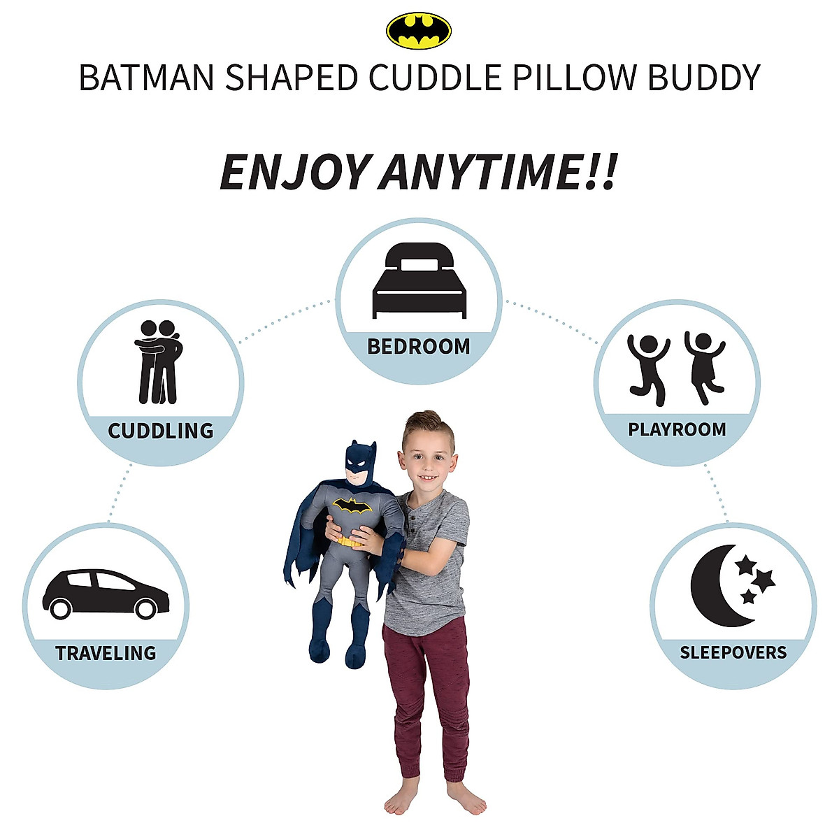 Franco Kids Bedding Super Soft Plush Cuddle Pillow Buddy, One Size, Batman
